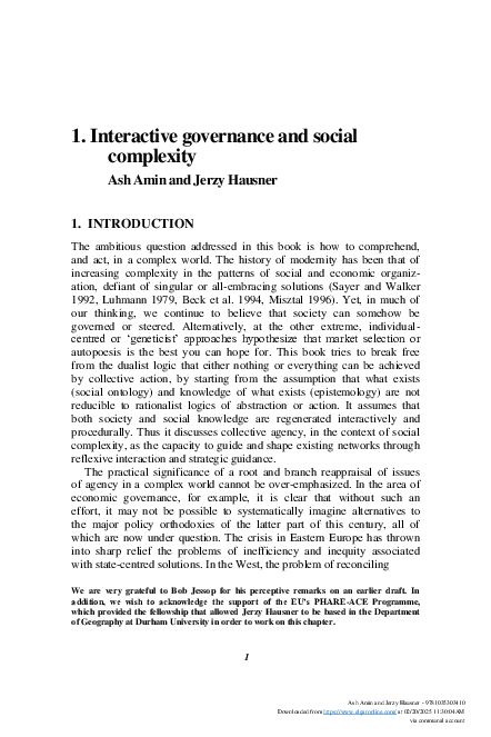(PDF) Interactive governance and social complexity