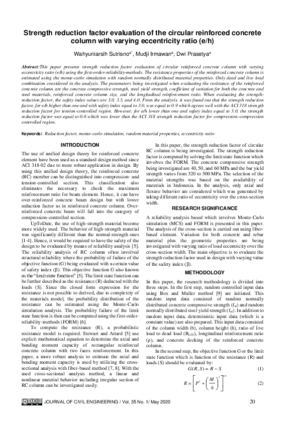 (PDF) Strength reduction factor evaluation of the circular reinforced ...