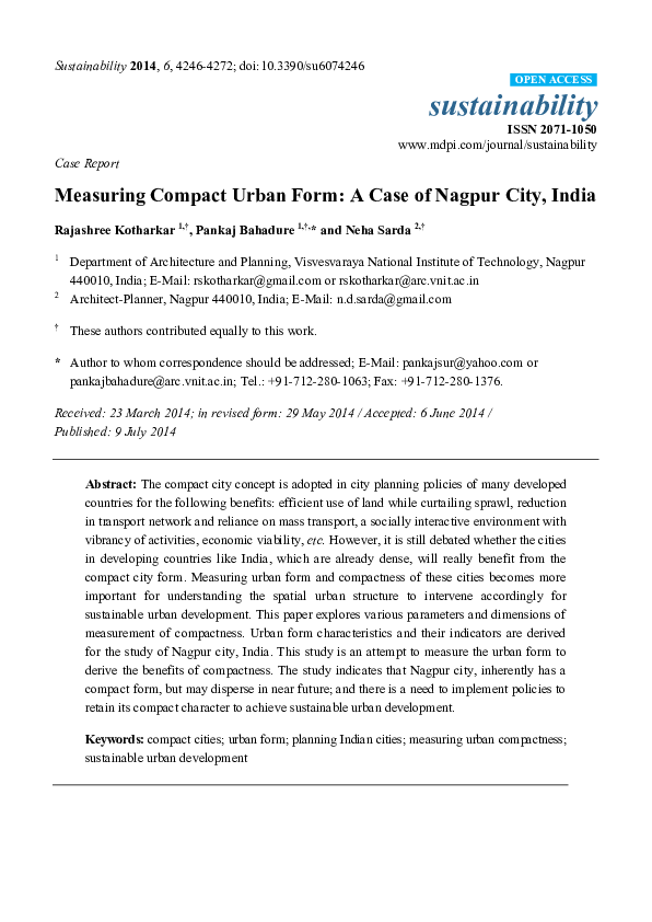 (PDF) Measuring Compact Urban Form: A Case of Nagpur City, India