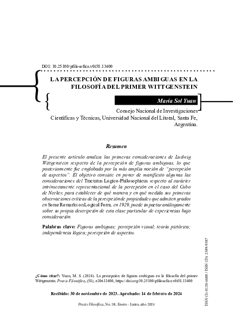 (PDF) LA PERCEPCIÓN DE FIGURAS AMBIGUAS EN LA FILOSOFÍA DEL PRIMER ...