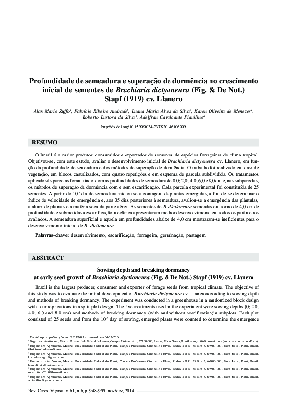 (PDF) Profundidade de semeadura e superação de dormência no crescimento ...