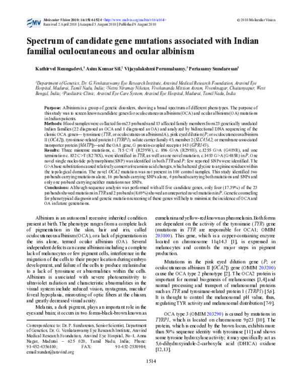 (PDF) Spectrum of candidate gene mutations associated with Indian ...