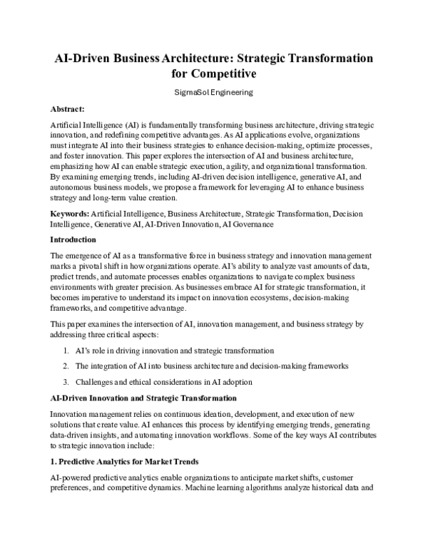 (PDF) AI-Driven Business Architecture: Strategic Transformation for ...