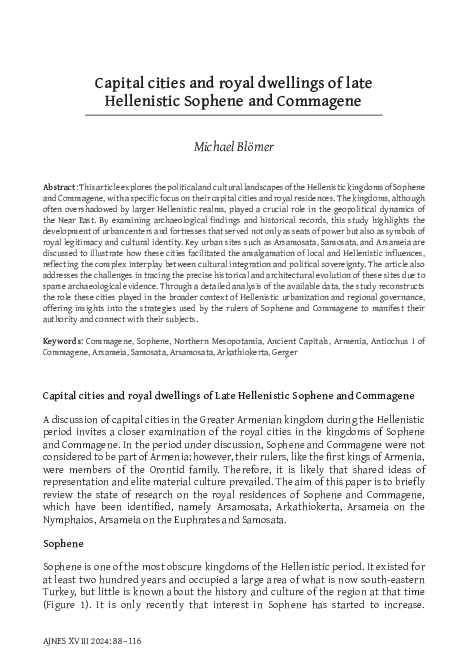 (PDF) Capital cities and royal dwellings of late Hellenistic Sophene ...