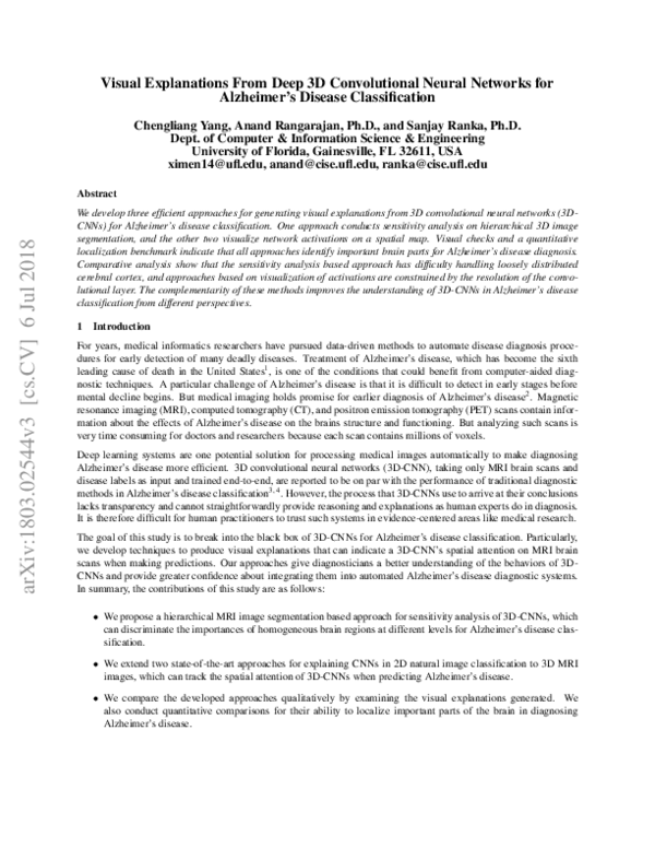 (PDF) Visual Explanations From Deep 3D Convolutional Neural Networks for Alzheimer's Disease ...