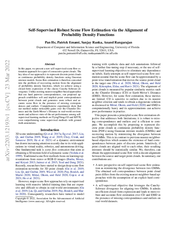 (PDF) Self-Supervised Robust Scene Flow Estimation via the Alignment of Probability Density ...