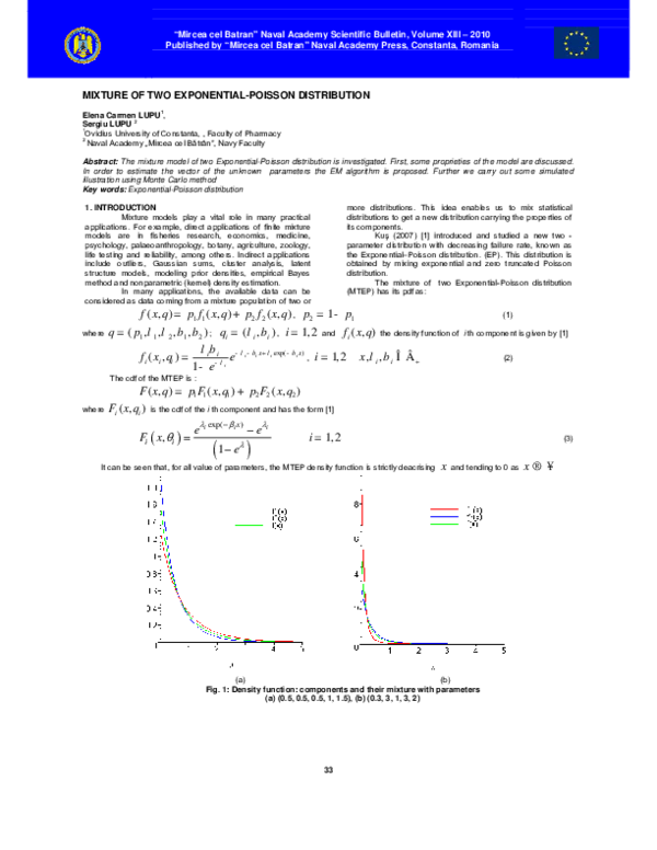 (PDF) Mixture of Two Exponential-Poisson Distribution