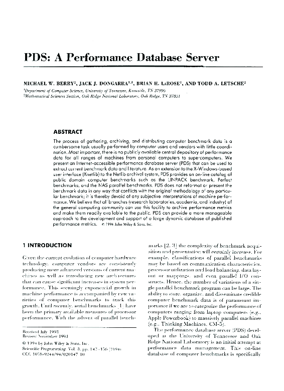 (PDF) PDS: A Performance Database Server