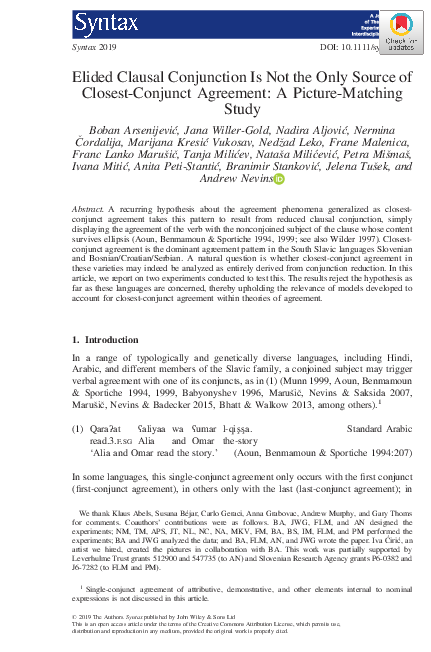 (PDF) Elided Clausal Conjunction Is Not the Only Source of Closest ...