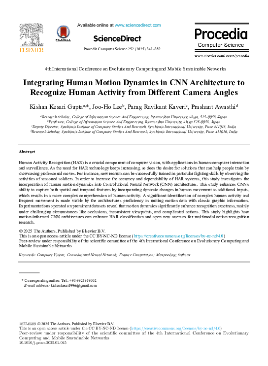 (PDF) Integrating Human Motion Dynamics in CNN Architecture to Recognize Human Activity from ...