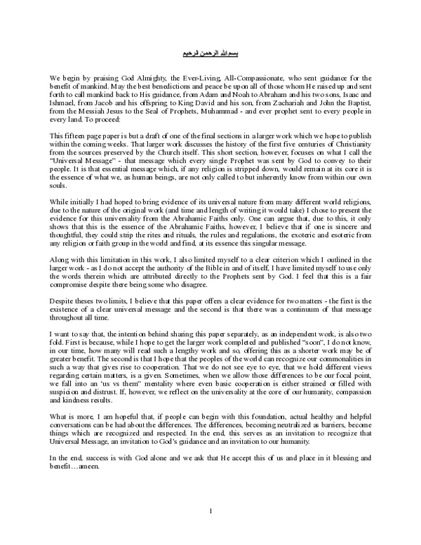 (PDF) God’s Universal Message