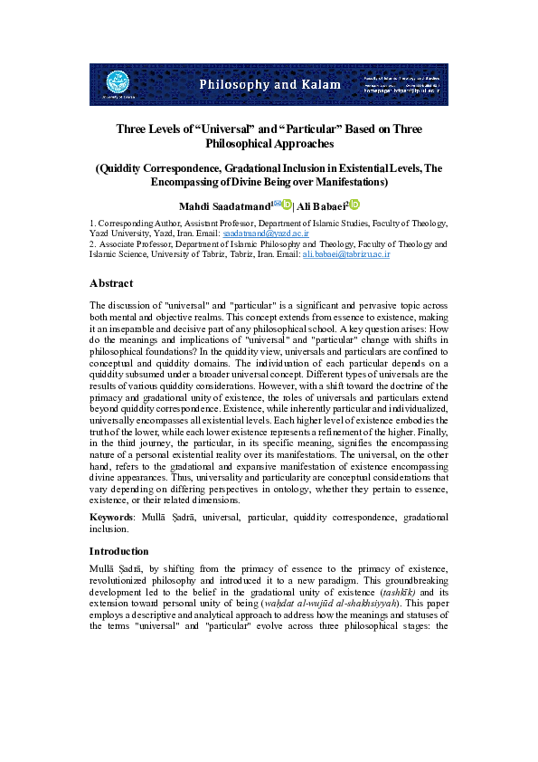 (PDF) Three Levels of "Universal" and "Particular" Based on Three ...