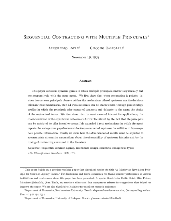 (PDF) Sequential contracting with multiple principals