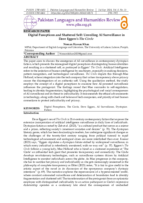(PDF) Digital Panopticon and Shattered Self: Unveiling AI Surveillance ...