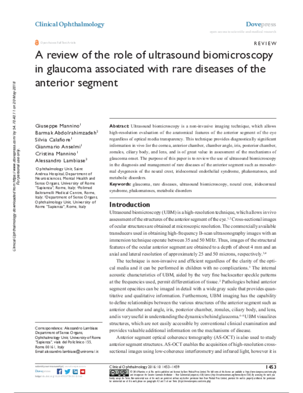 (PDF) A review of the role of ultrasound biomicroscopy in glaucoma associated with rare diseases ...