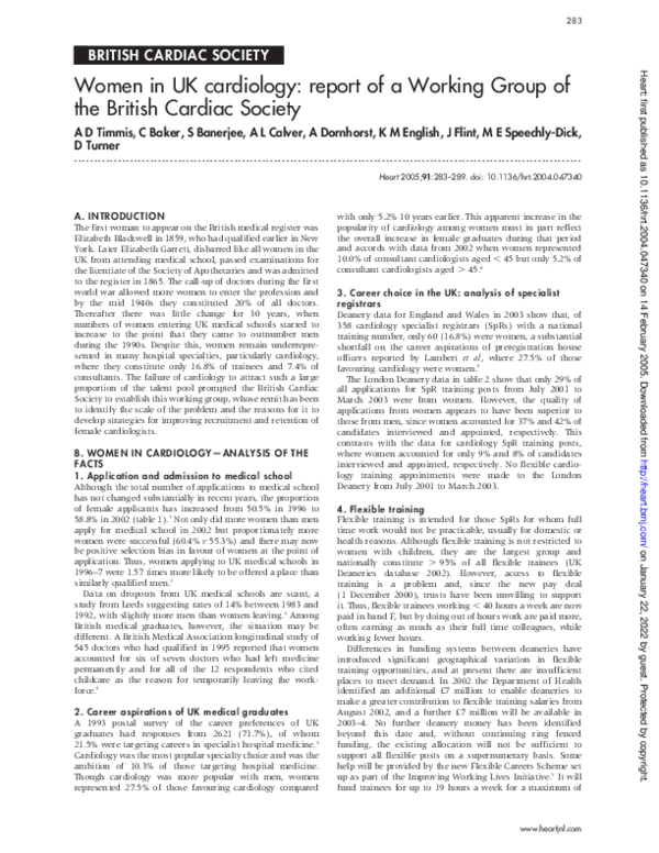 (PDF) Women in UK cardiology: report of a Working Group of the British ...