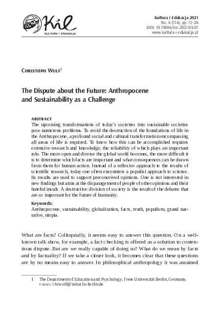 (PDF) The Dispute about the Future: Anthropocene and Sustainability as ...