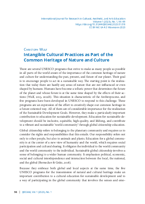 (PDF) Intangible Cultural Practices as Part of the Common Heritage of ...