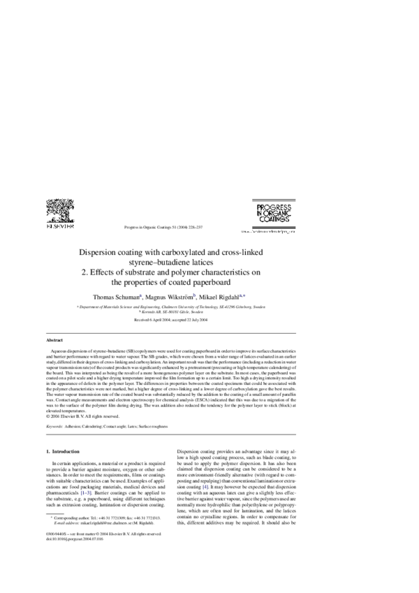 (PDF) Dispersion coating with carboxylated and cross-linked styrene ...
