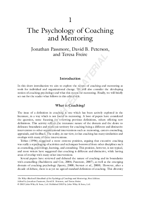 (PDF) The Psychology of Coaching and Mentoring