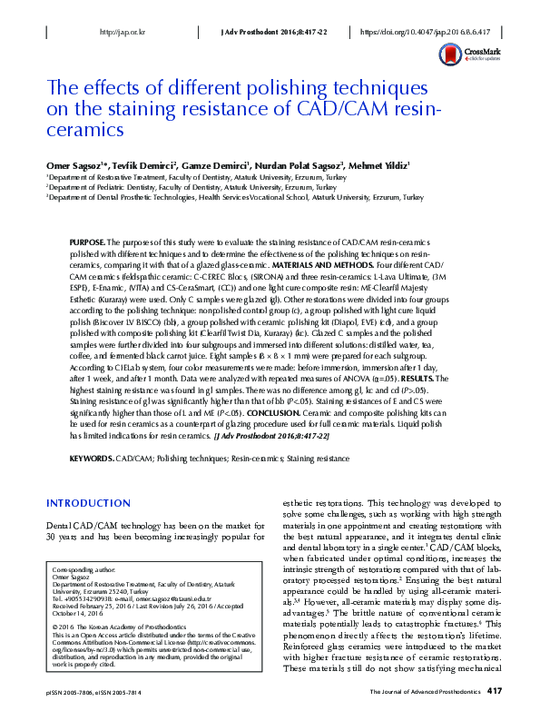 (PDF) The effects of different polishing techniques on the staining ...