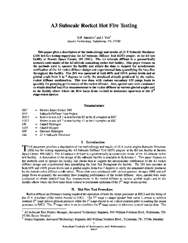 (PDF) A3 Subscale Rocket Hot Fire Testing