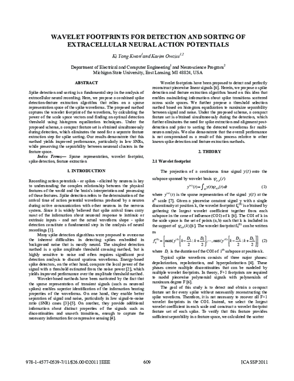 Wavelet footprints for detection and sorting of extracellular neural action potentials
