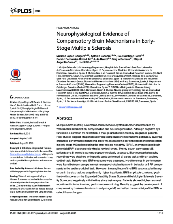 (PDF) Neurophysiological Evidence of Compensatory Brain Mechanisms in Early-Stage Multiple Sclerosis