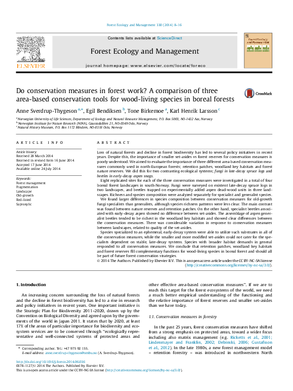 (PDF) Do conservation measures in forest work? A comparison of three ...