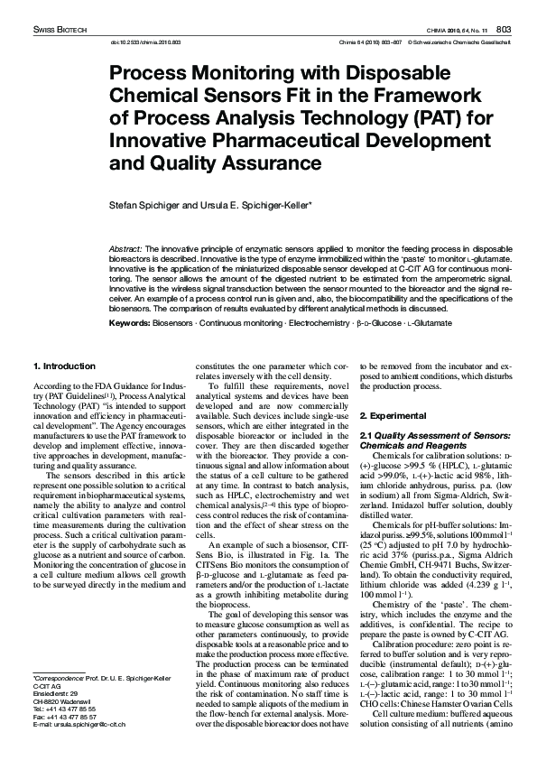 (PDF) Process Monitoring with Disposable Chemical Sensors Fit in the Framework of Process ...