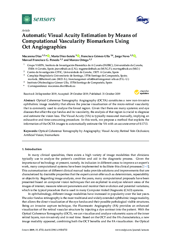(PDF) Automatic Visual Acuity Estimation by Means of Computational Vascularity Biomarkers Using ...