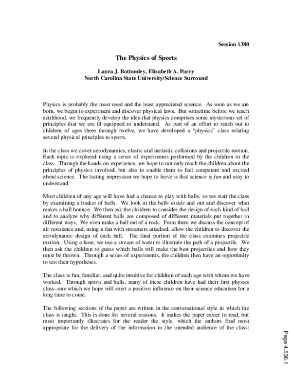 (PDF) The Physics Of Sports