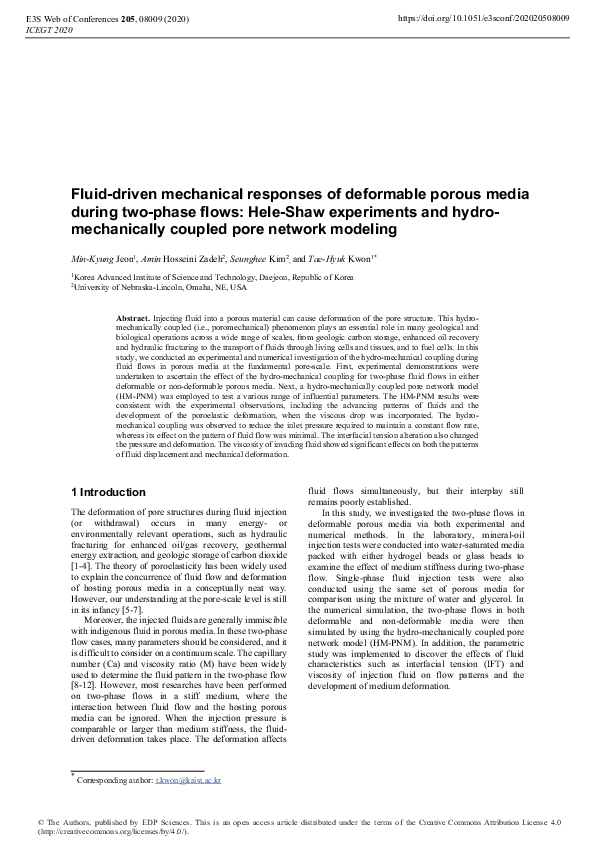 (PDF) Fluid-driven mechanical responses of deformable porous media during two-phase flows: Hele ...