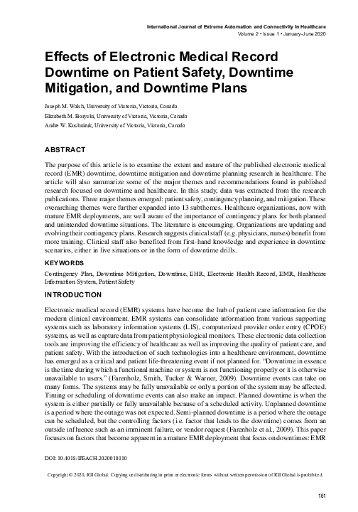 (PDF) Effects of Electronic Medical Record Downtime on Patient Safety ...