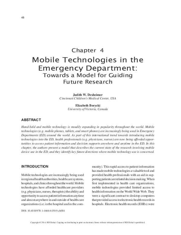 (PDF) Mobile Technologies in the Emergency Department