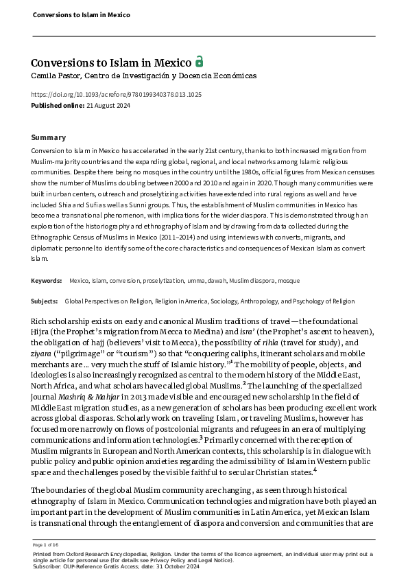 (PDF) Conversions to Islam in Mexico