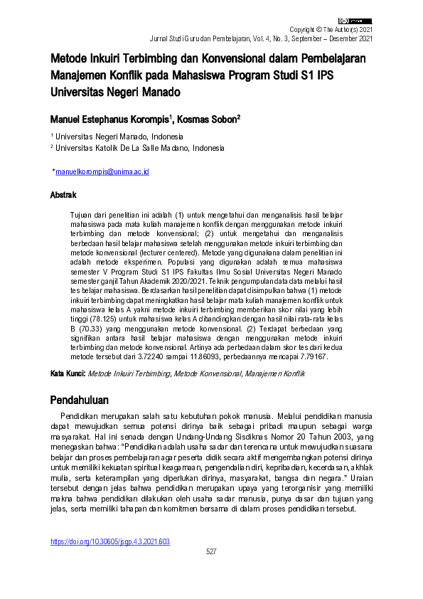 (PDF) Metode Inkuiri Terbimbing dan Konvensional dalam Pembelajaran ...