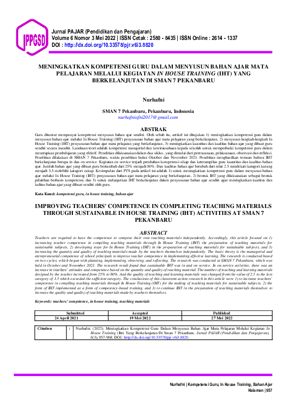 (PDF) Meningkatkan Kompetensi Guru Dalam Menyusun Bahan Ajar Mata Pelajaran Melalui Kegiatan in ...