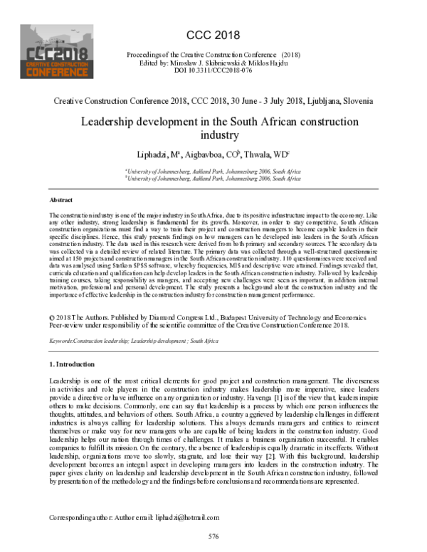 (PDF) Leadership development in the construction industry