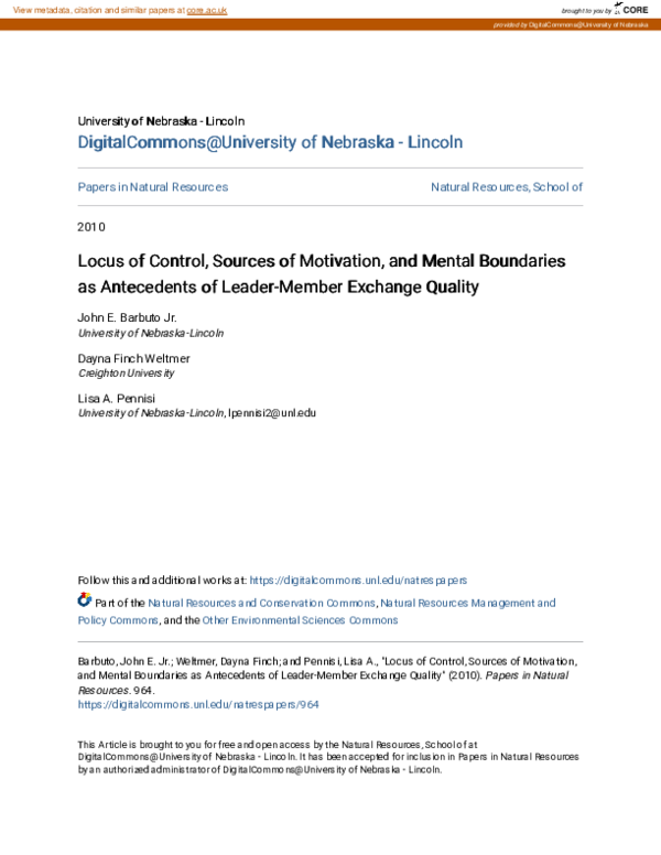 (PDF) Locus of Control, Sources of Motivation, and Mental Boundaries as ...