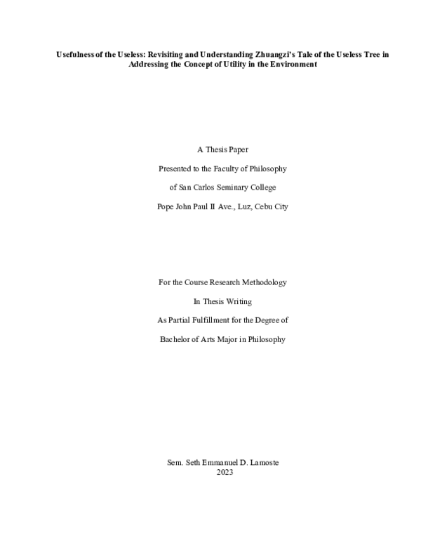 (PDF) Usefulness of the Useless: Revisiting and Understanding Zhuangzi ...