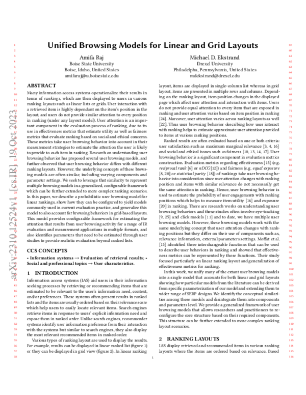 (PDF) Unified Browsing Models for Linear and Grid Layouts