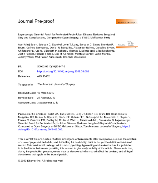 (PDF) Laparoscopic omental patch for perforated peptic ulcer disease ...