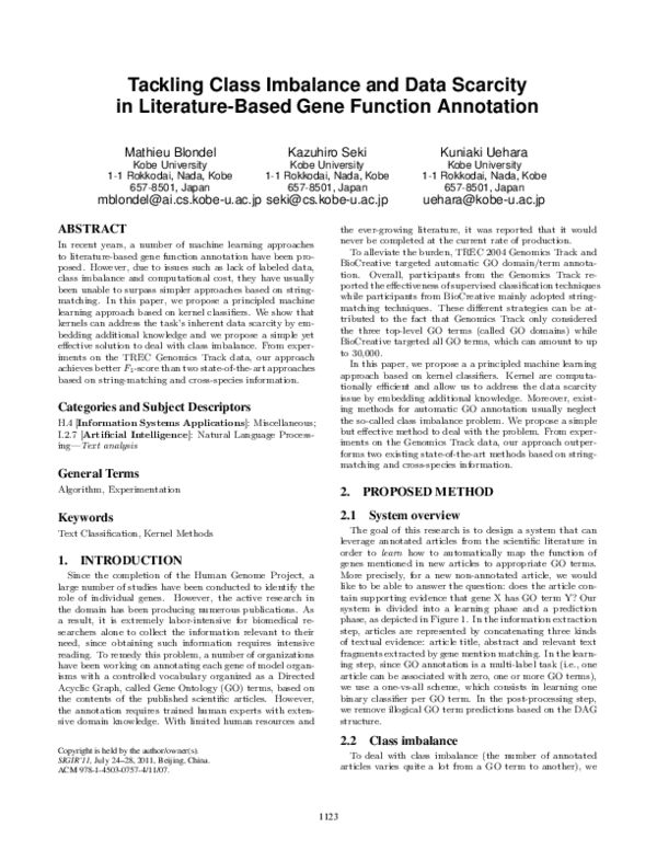 (PDF) Tackling class imbalance and data scarcity in literature-based ...