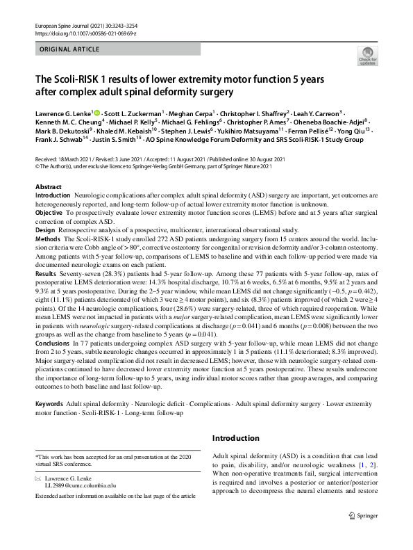(PDF) The Scoli-RISK 1 results of lower extremity motor function 5 ...