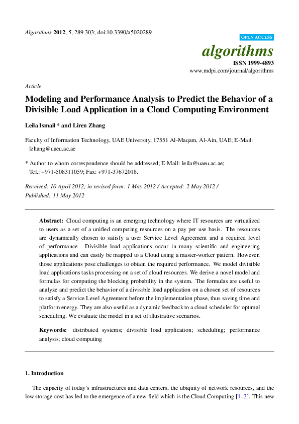(PDF) Article Modeling and Performance Analysis to Predict the Behavior ...