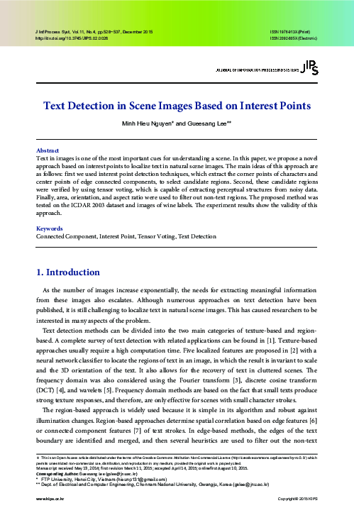 (PDF) Text Detection in Scene Images Based on Interest Points