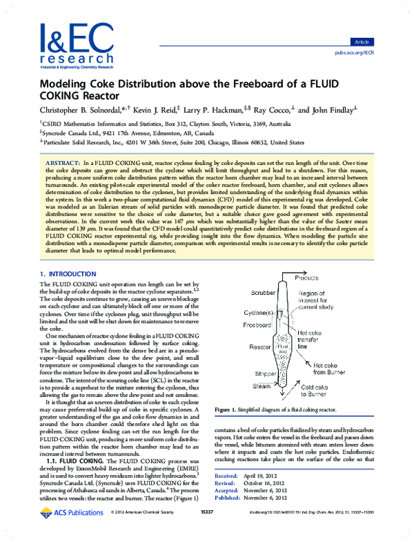 (PDF) Modeling Coke Distribution above the Freeboard of a FLUID COKING ...