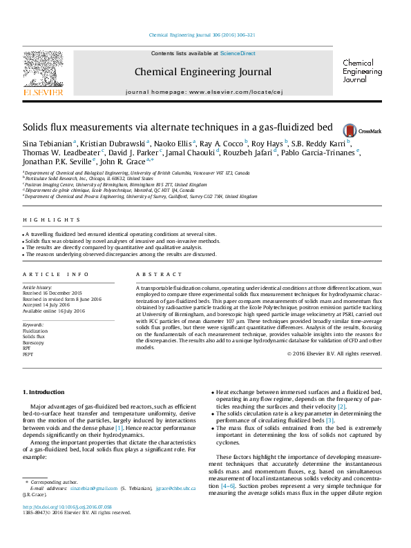 (PDF) Solids flux measurements via alternate techniques in a gas ...