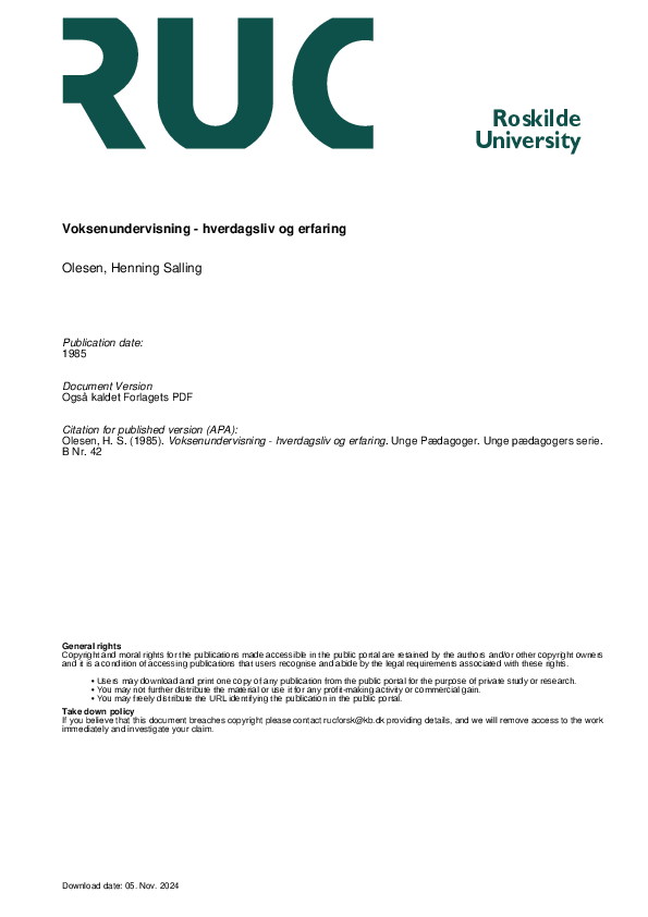 (PDF) Voksenundervisning - hverdagsliv og erfaring